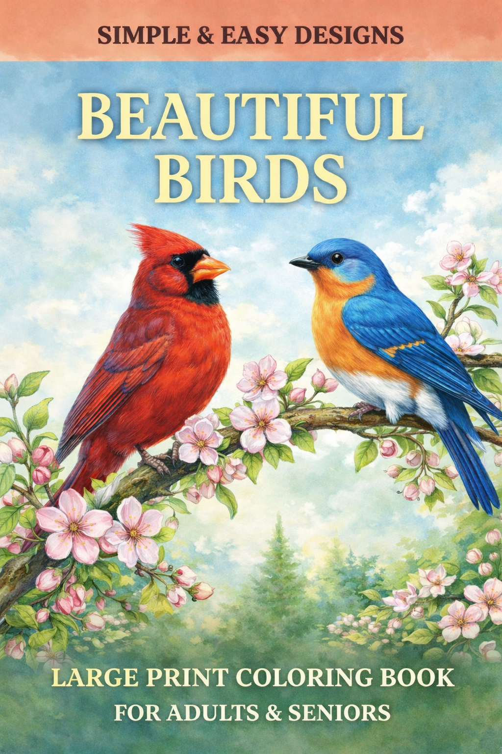 Beautiful Birds Large Print Coloring Book for Adults & Seniors – Family ...